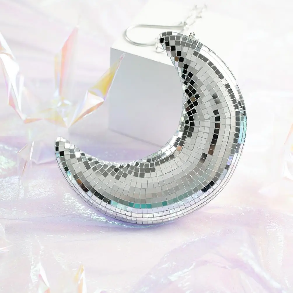 Moon Disco Ball Moon Shaped Hanging Mirror Ball With Chain For Bar Ktv ...