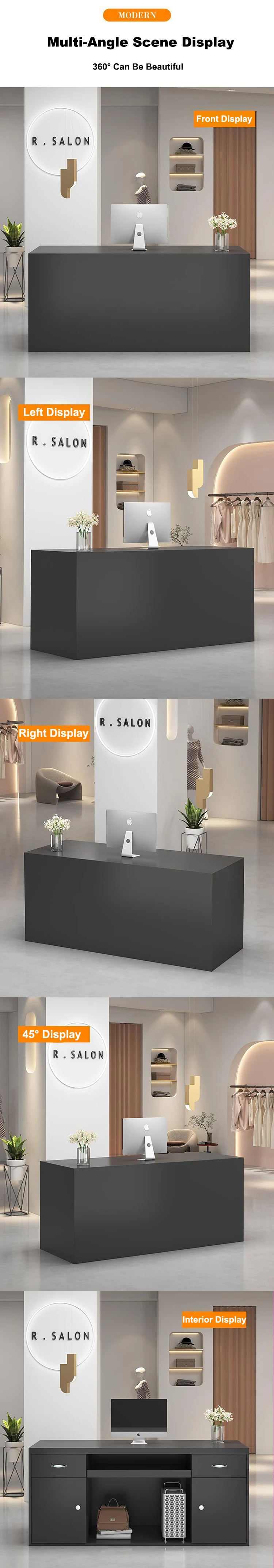 Custom Traditional Standard Size Reception Desk Shop Black Cashier ...
