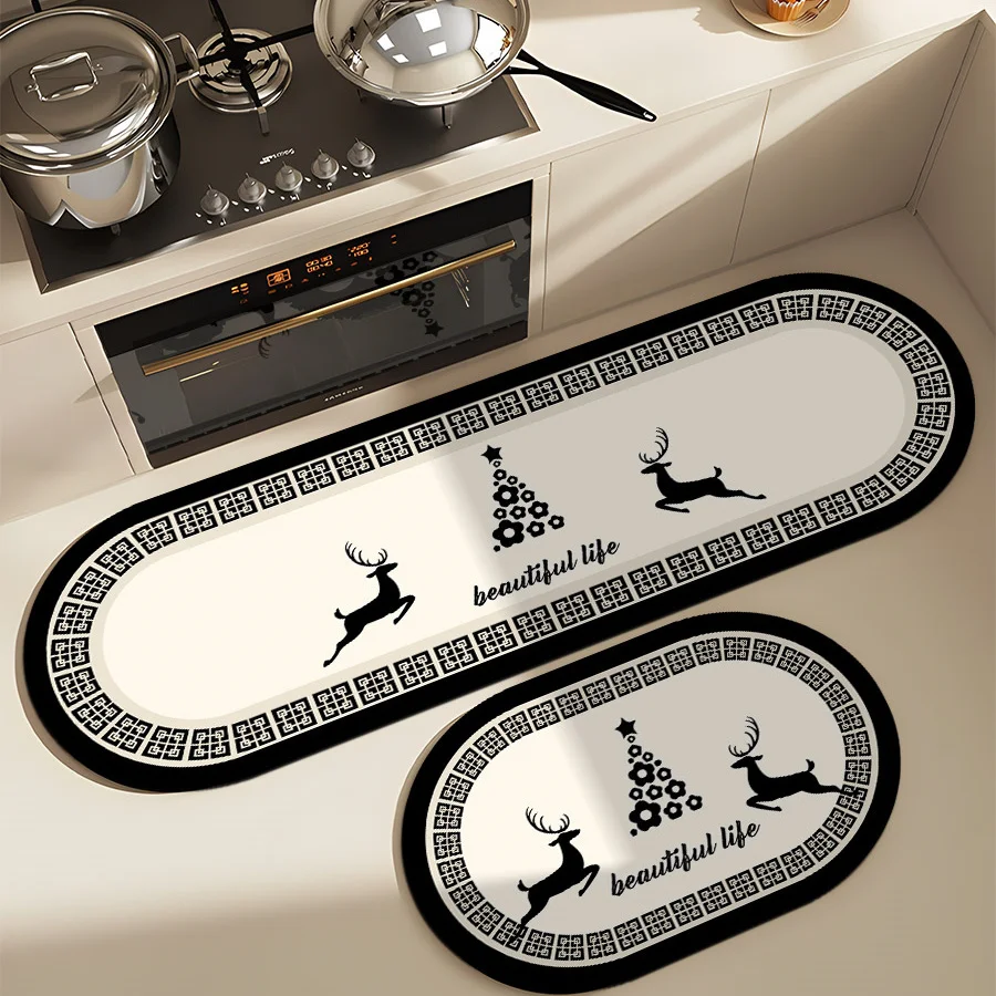 Custom 3d Printed Floor Mat,Minimalist Oval Kitchen Non-slip Mats Floor ...