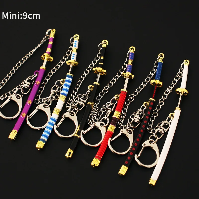 Zoro Sword Anime One Piece Katana Keychains 9cm Metal Katana KeyChains ...