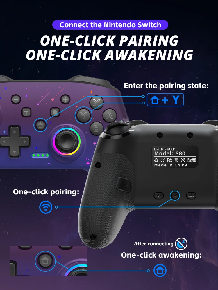 Data Frog S80 Meteorite Color Game Controller For Ns/switch Lite/oled ...