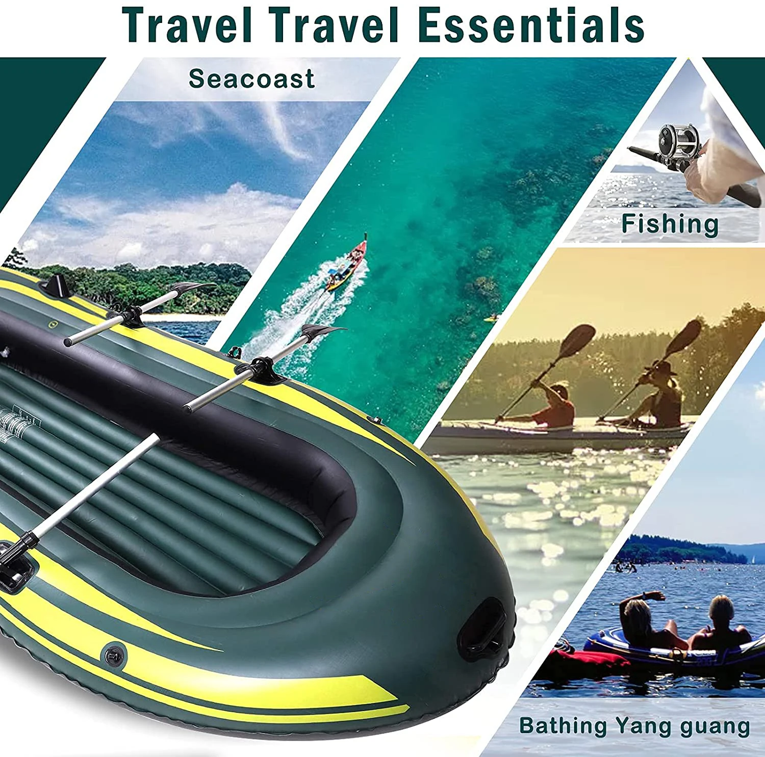 Cheap 4-person Inflatable Fishing Boat Canoe Kayak Set With Aluminum ...