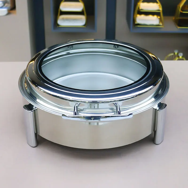 Luxury Food Warmer Set Round Hydraulic Glass Window Silver Restaurant ...
