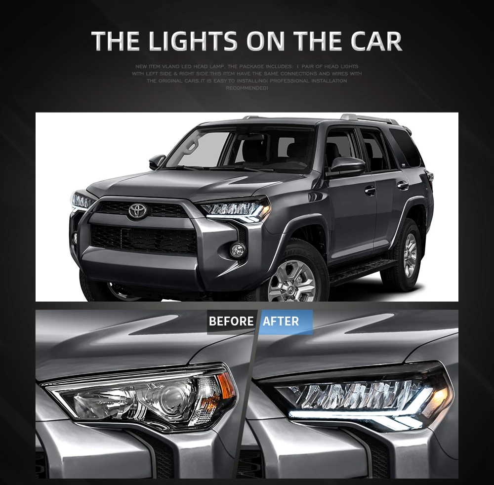 VLAND Full LED Headlights for Toyota 4runner 2014-2023