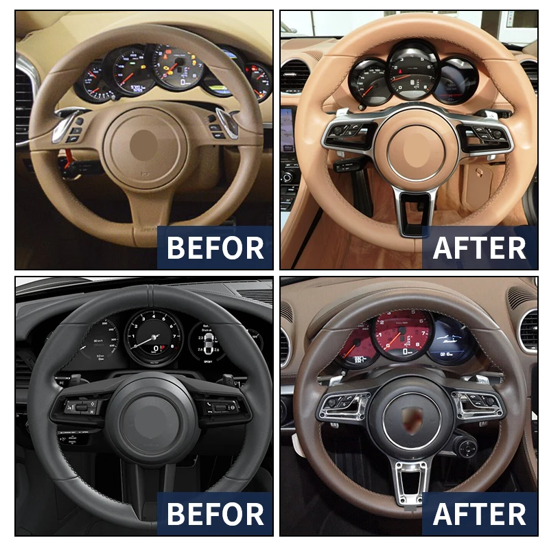 Custom Sport Volant Lenkrad Skin Color Full Leather Car Steering Wheel ...