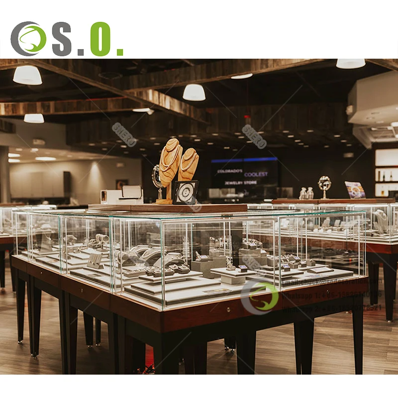 Luxury Glass Jewelry Display Counter Showcase Wholesale Custom Jewelry ...