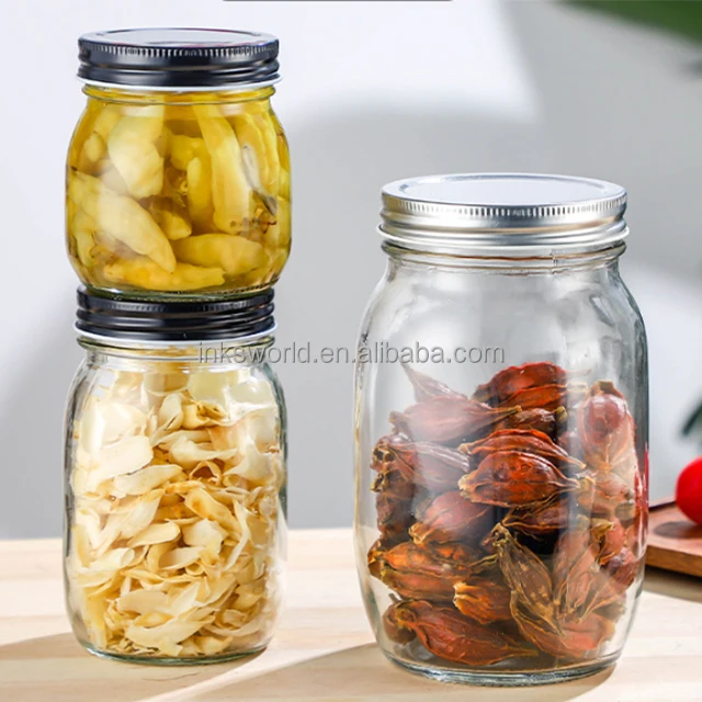 300ml / 500ml / 1000ml Small Round Glass Jam Jars Glass With Lid ...