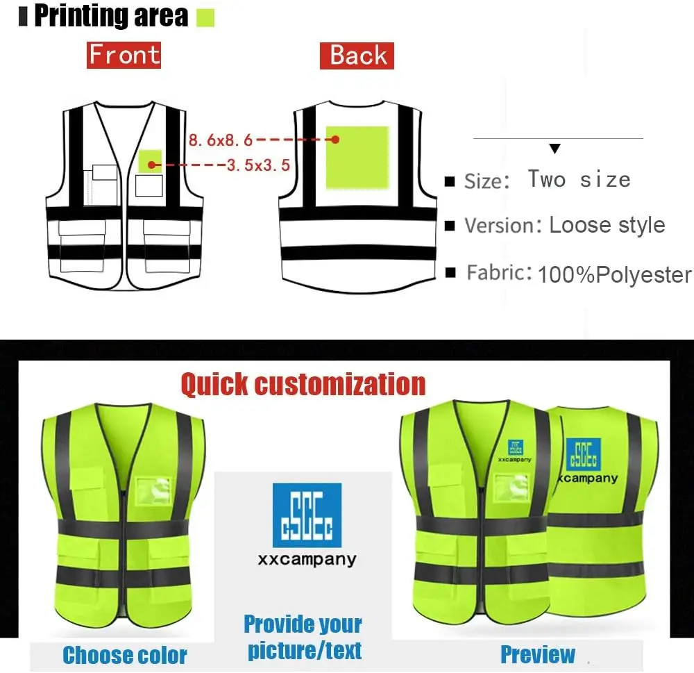 Custom High Visibility Unisex Reflective Vest Two Tone Security Officer ...