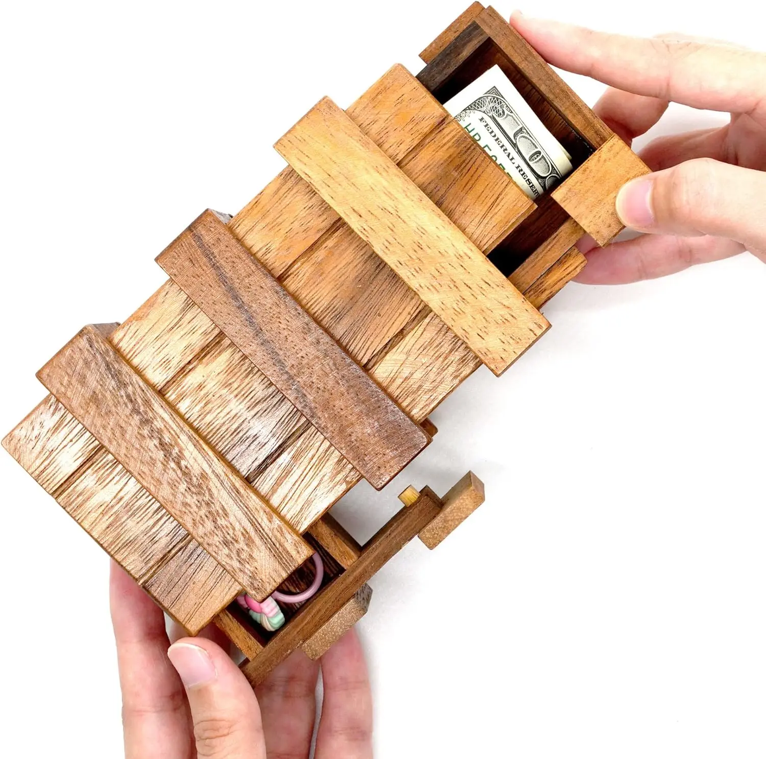 Wood Secret Puzzle Box Brain Teaser Game Secret Lock Puzzle Box with Hidden Compartments Ideal ...