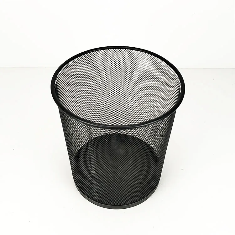 BX Round Metal Paper Wire Mesh Trash Can - Sturdy & Lightweight