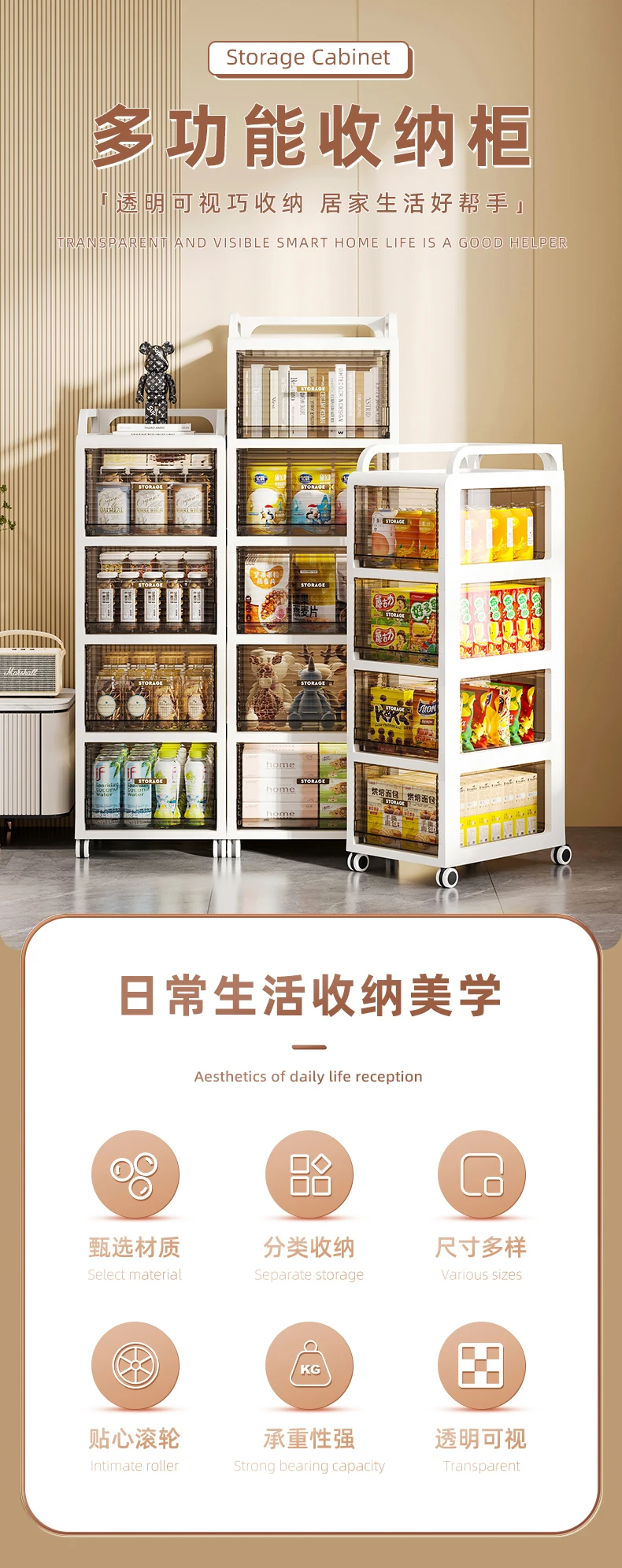 3-tier Wheeled Plastic Storage Unit - Versatile & Durable