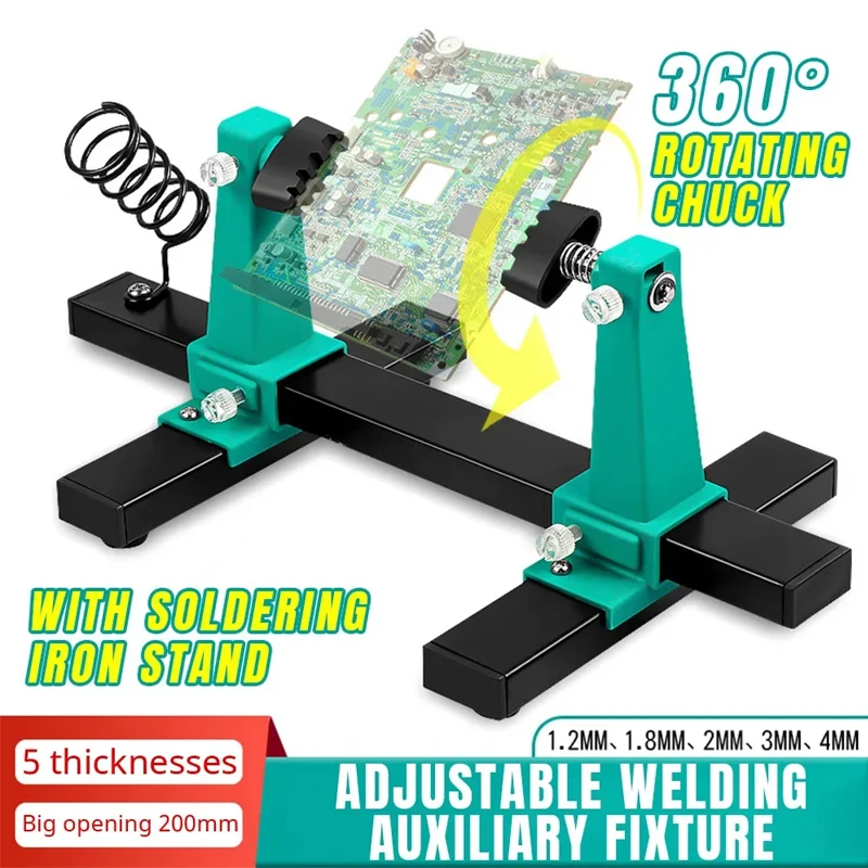 360 Degree Rotating PCB Clamp Holder with Soldering Iron Stand for ...