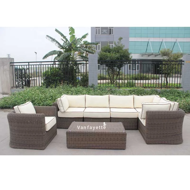 L Size Luxury Sofa Set With Single Couch Round Rattan Weaving Thickness ...