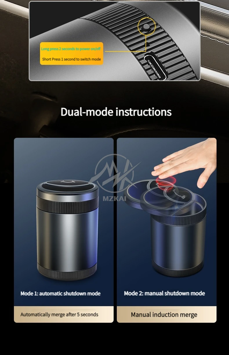 Smart Smokeless Ashtray - Customizable for Cars & Outdoors