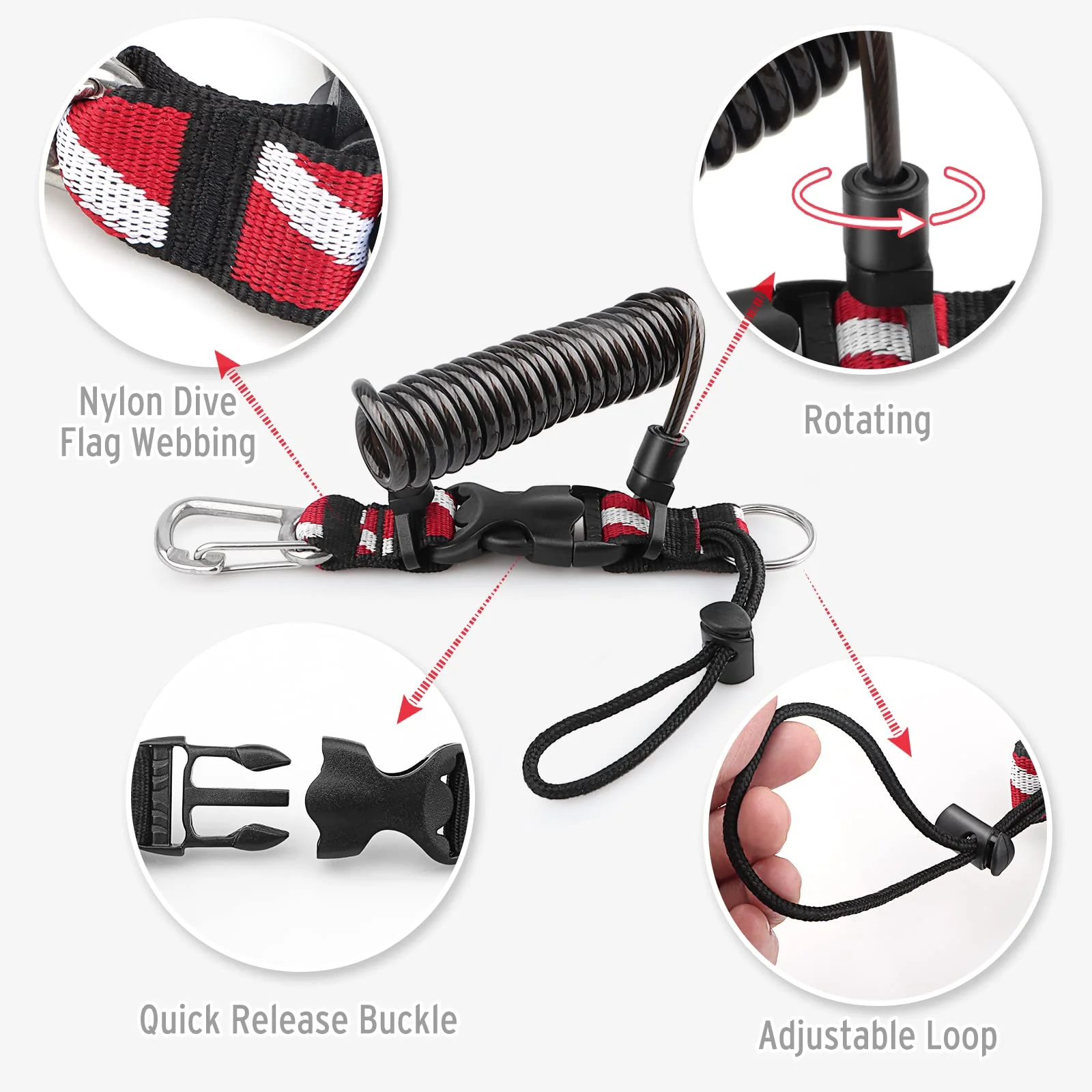 OEM PVC Coated Spring Coil Safety Tool Lanyard for Swimming