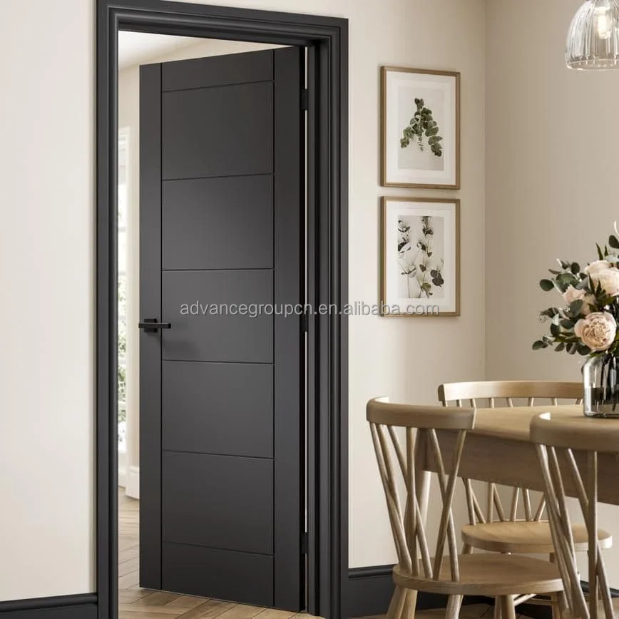 Simple Design Aluminum Strips Wooden Interior Doors for Homes - Modern ...