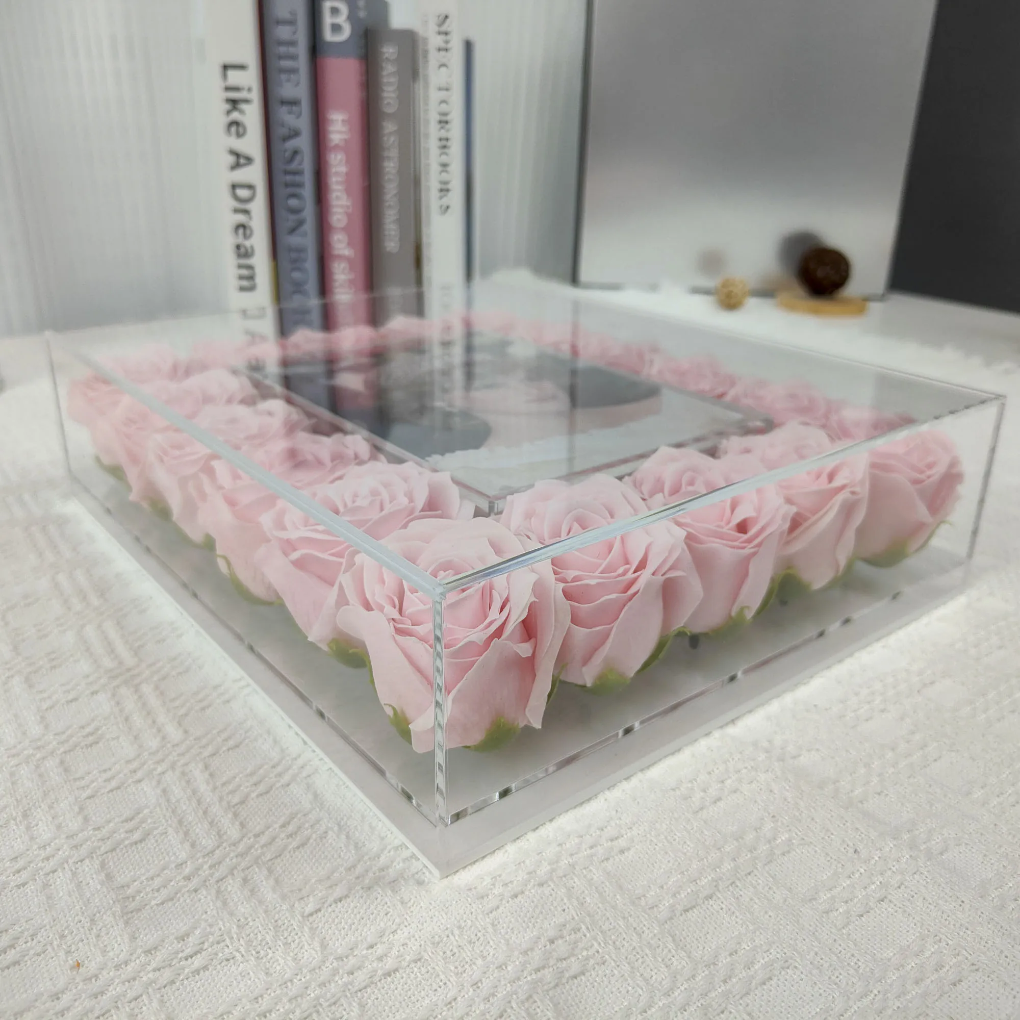 High Quality Transparent Preserved Rose Rectangle Packaging Box ...