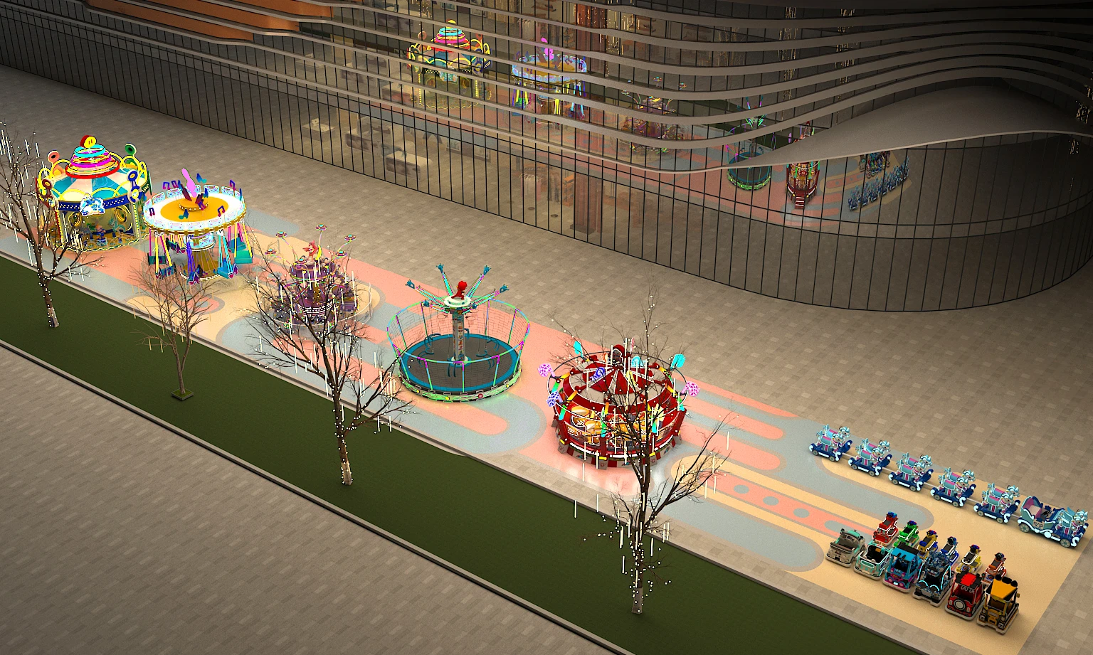 Outdoor Public Playground Carousel Kids Ride Amusement Ride Deer Flying ...