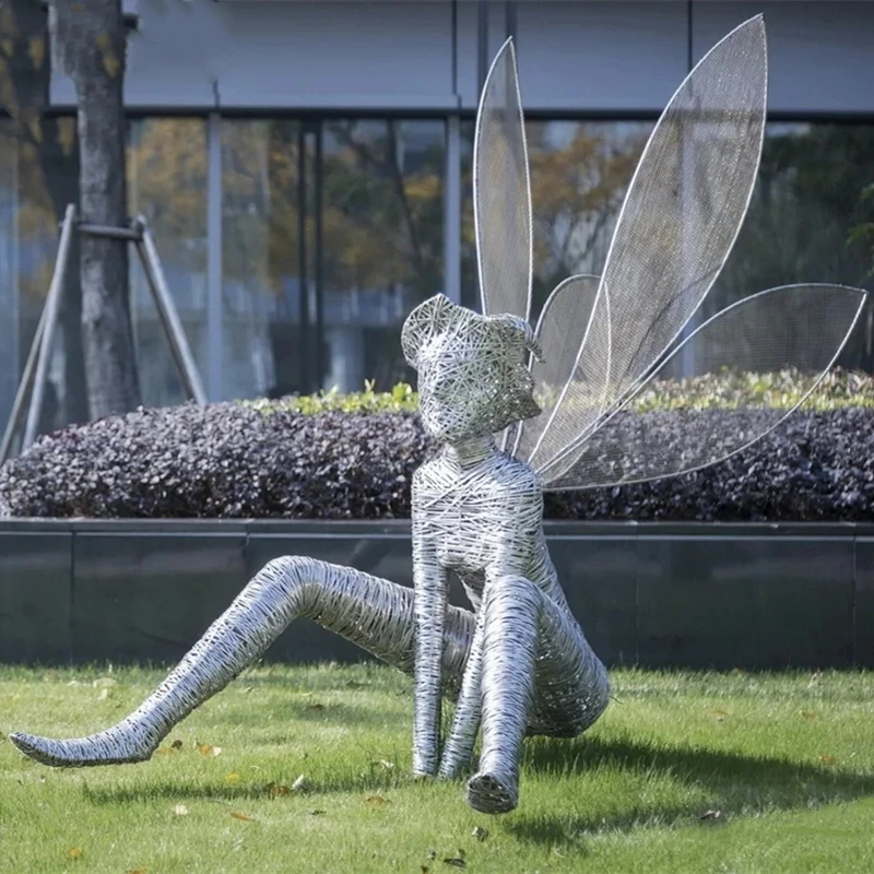 Custom Stainless Steel fairy Figure Sculpture for Hotel Garden Outdoor ...
