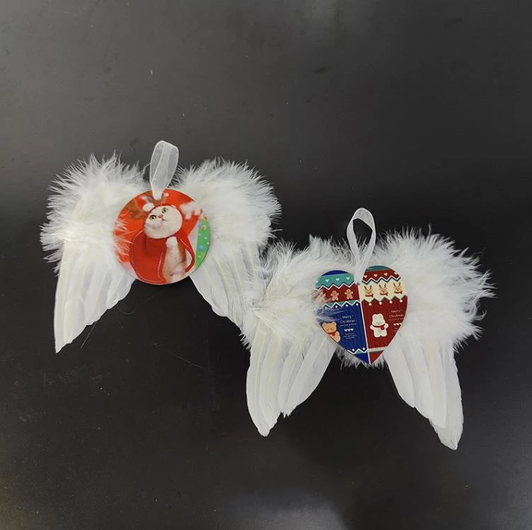 Christmas White Angel Wings Ornament Hanging Feather Hanging Decor With ...
