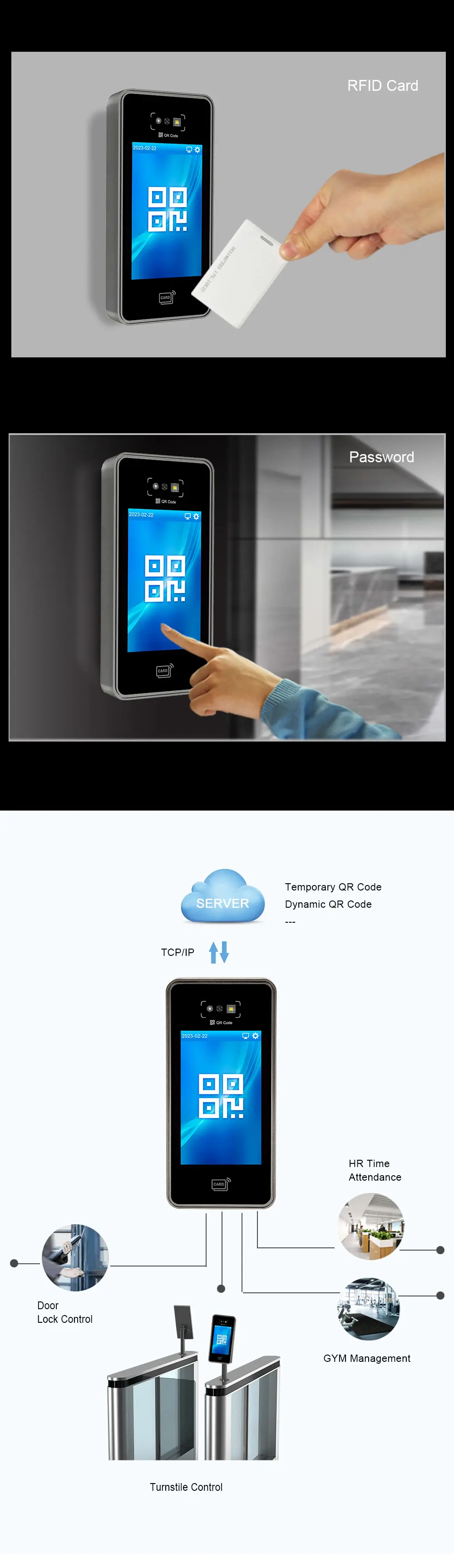 Wifi Access Control Attendance Machine with 4 Touch Screen