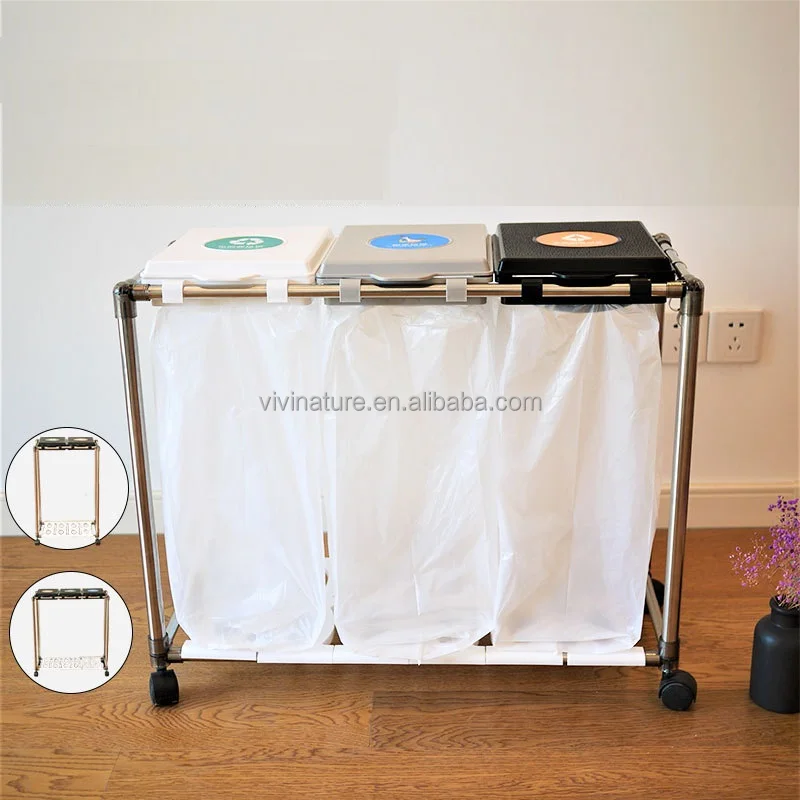 Garbage Recycle Sorter with Wheels - 2 to 4 Compartment Cart