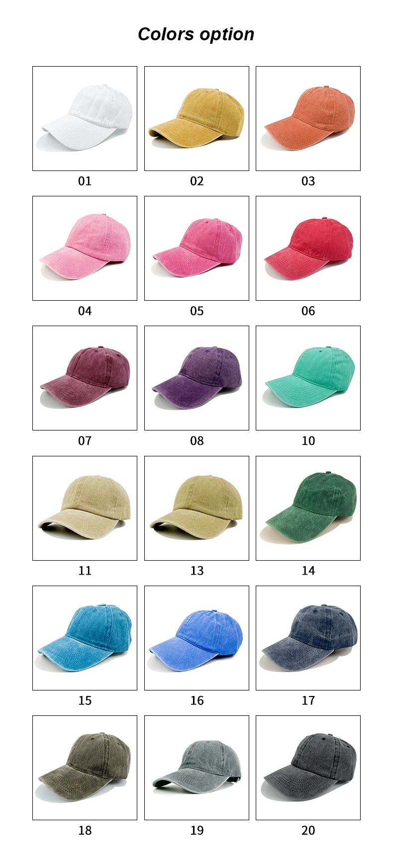 Wholesale 100% Cotton Custom Logo Vintage Baseball Caps