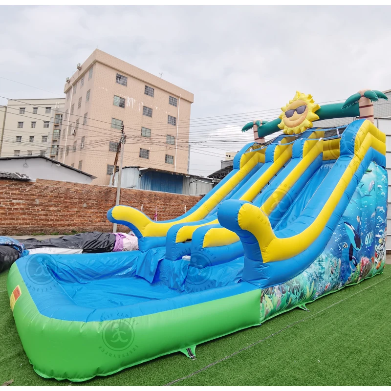 20' Inflatable Curve Water Slide Outdoor Giant Water Park Inflatable ...