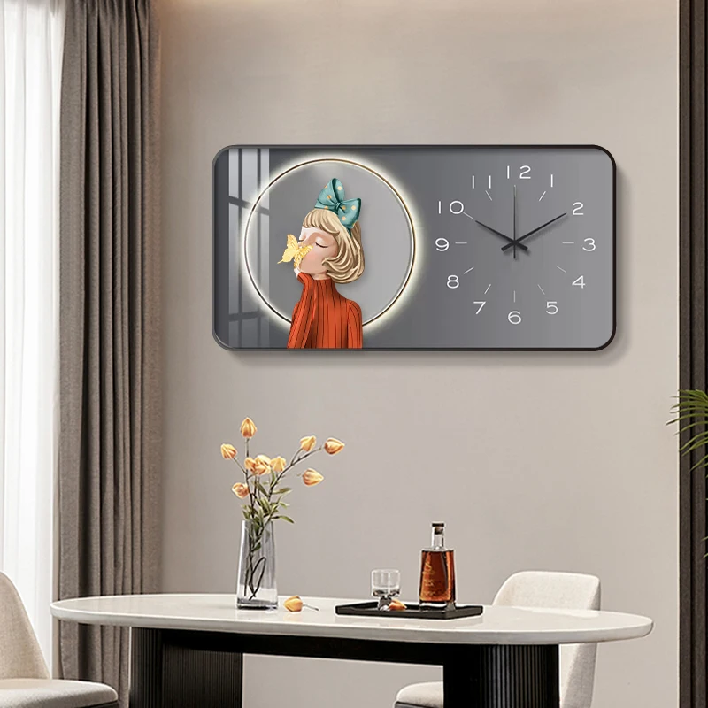Nordic Large Modern Girl Wall Clock - Perfect for Living Room