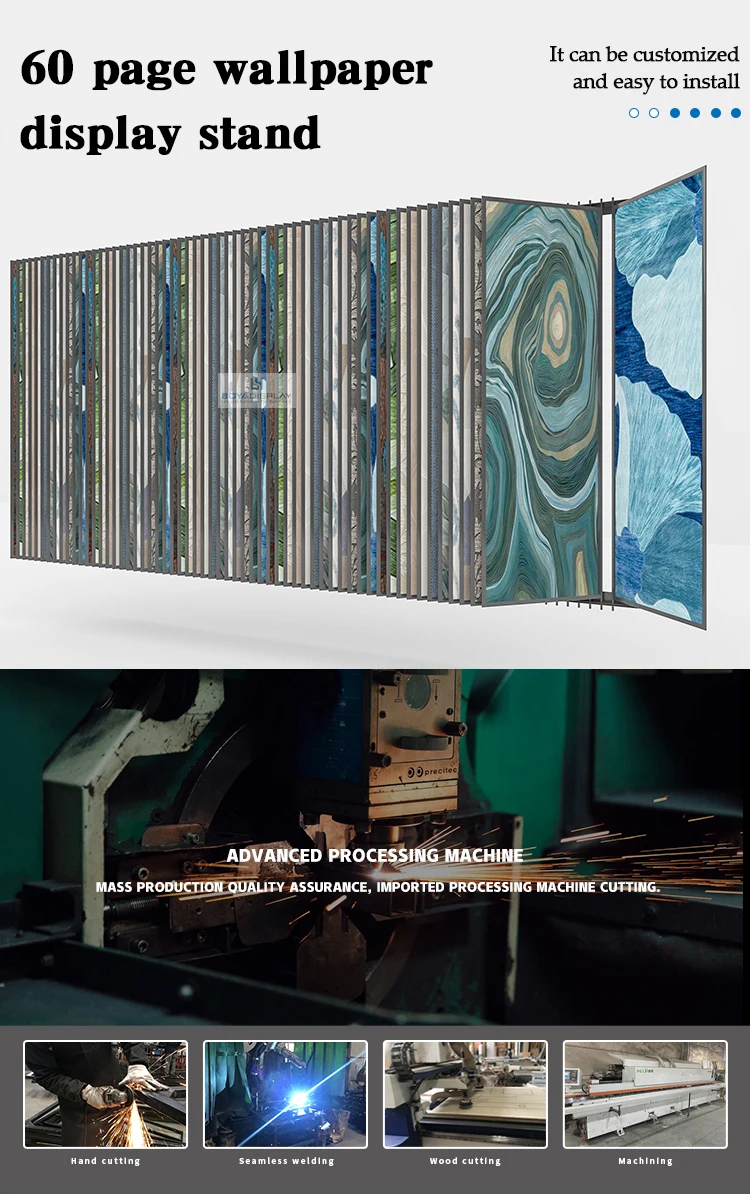 Customized Page Turning Display Rack Stand Wallpaper Carpet for Showroom