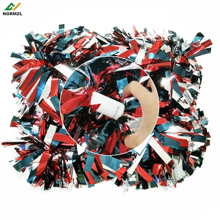 Metallic Solid Color Normzl Cheer Poms Built-in Handle Custom ...