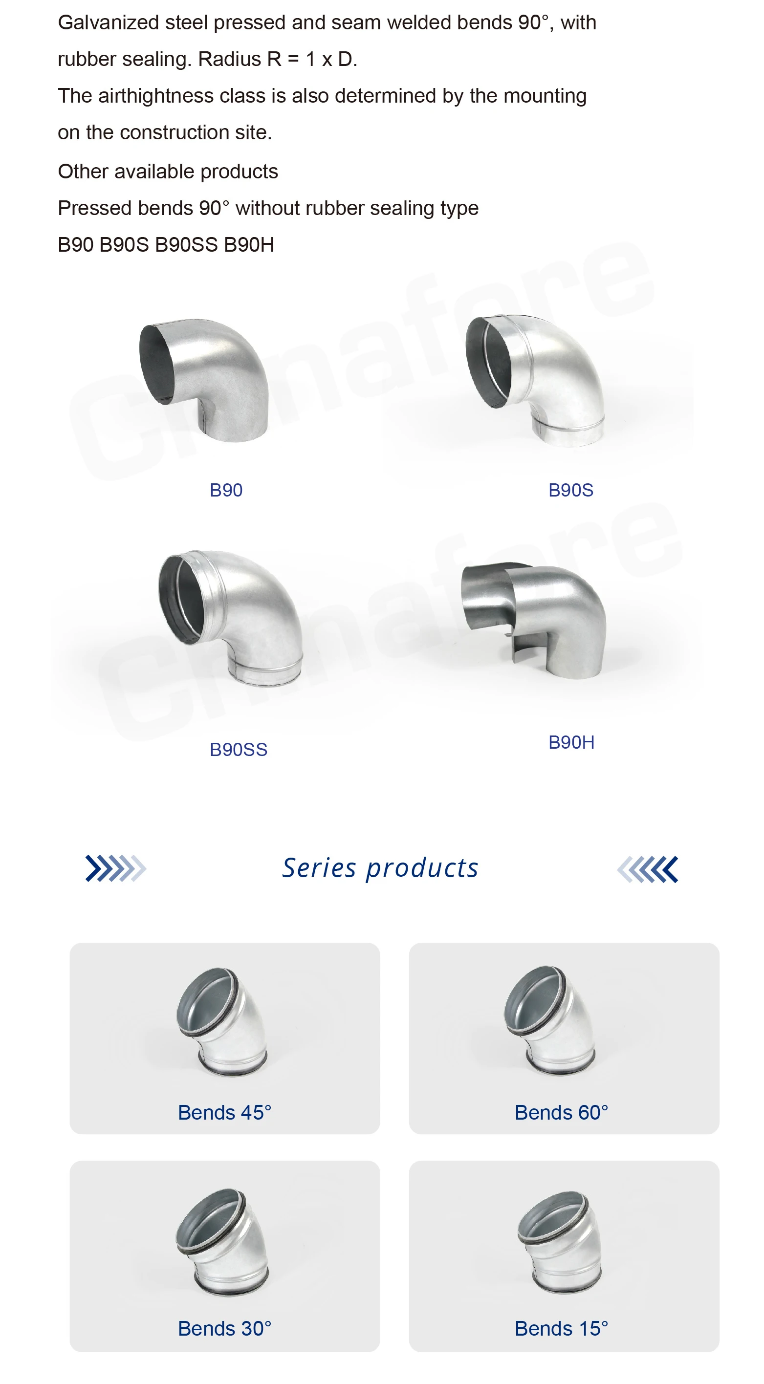 Hvac Galvanized Steel Ventilation Elbows Duct Fitting 90 Pressed Bend - Buy Duct Fitting,90 ...