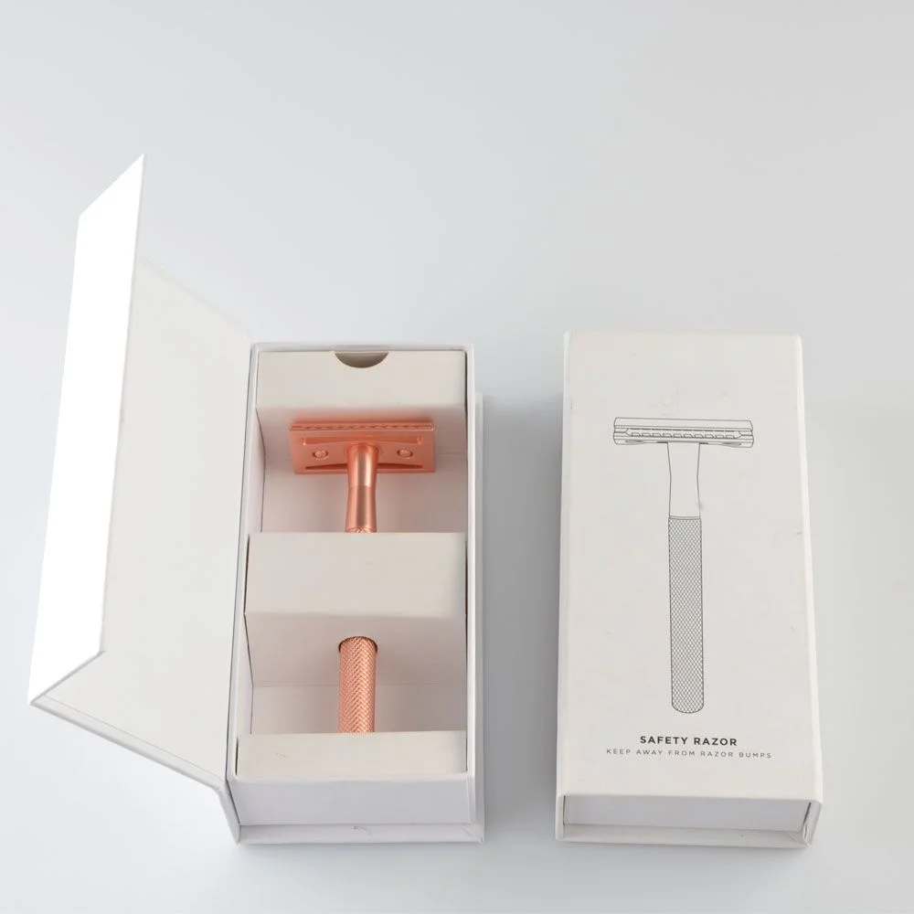 Rose Gold Double Edge Metal Shaver Eco Friendly Metal Razor Classical ...