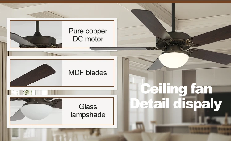 1stshine LED Ceiling Fan 5 MDF 52 Inches Classic Design Ceiling Fan ...