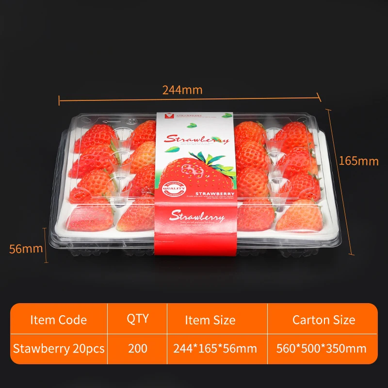 Custom Supermarket Fruits Container - 500g Strawberry Packaging
