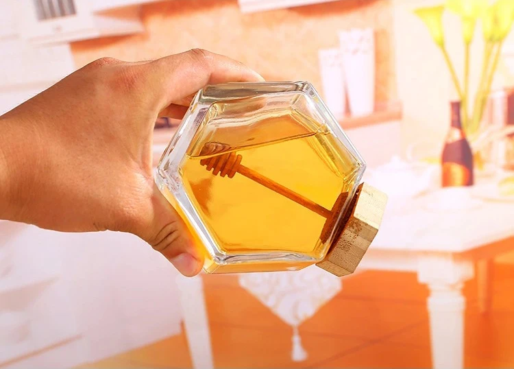 Clear Storage Honey Jar Frascos De Vidrio Para Miel Dipper Empty ...