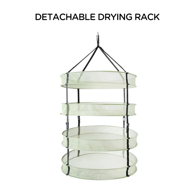 24in 8 Layers Mesh Hanging Plant Drying Rack Net With Green Zipper ...