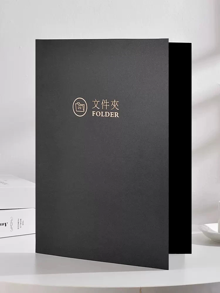Logo Foil Folder 350g Matt Black Business Receipt Paper File Folder ...