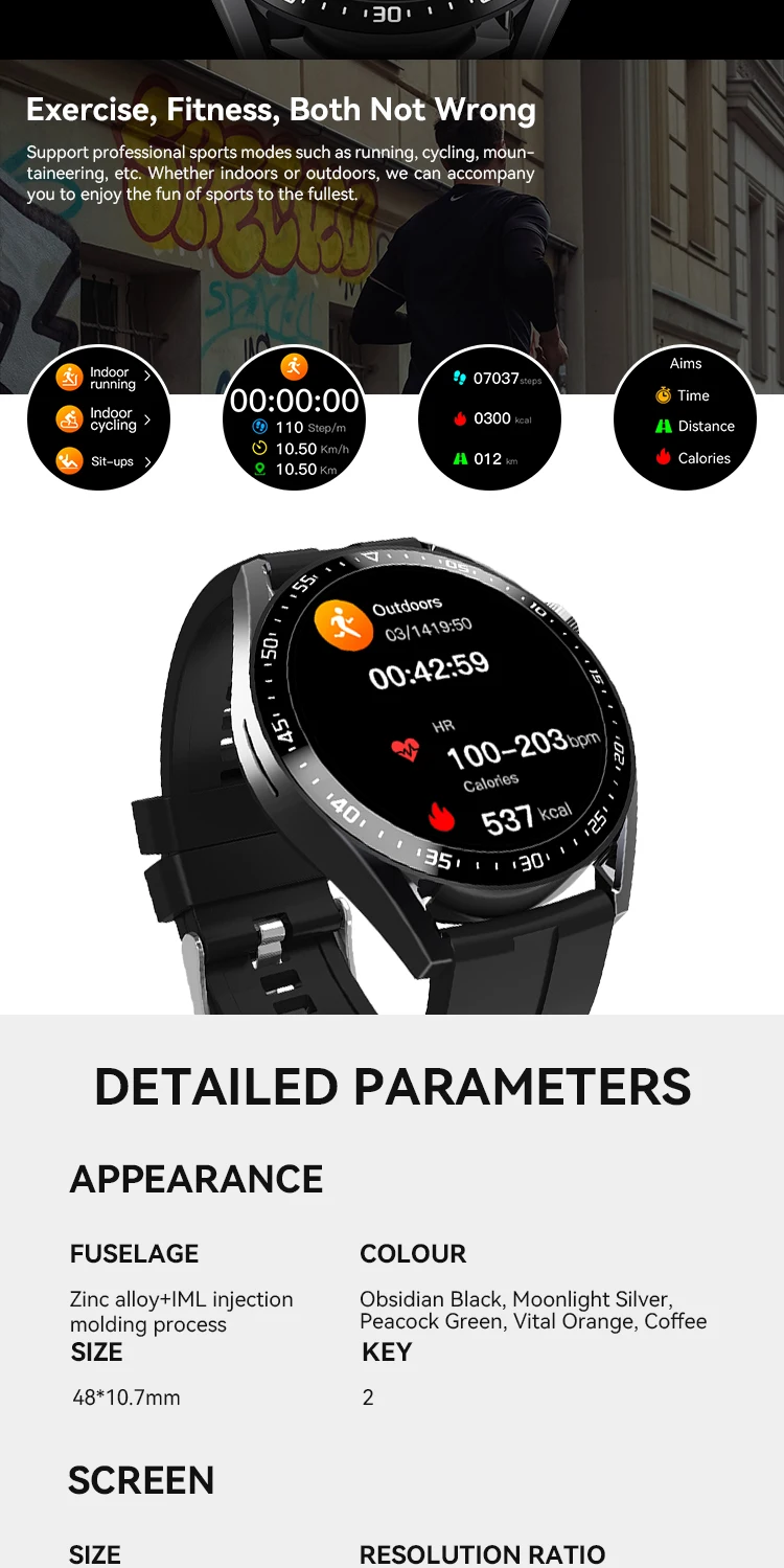 Amax 3 Pro Smart Watch 1.52-inch Round Display Bt Calling Fitness ...