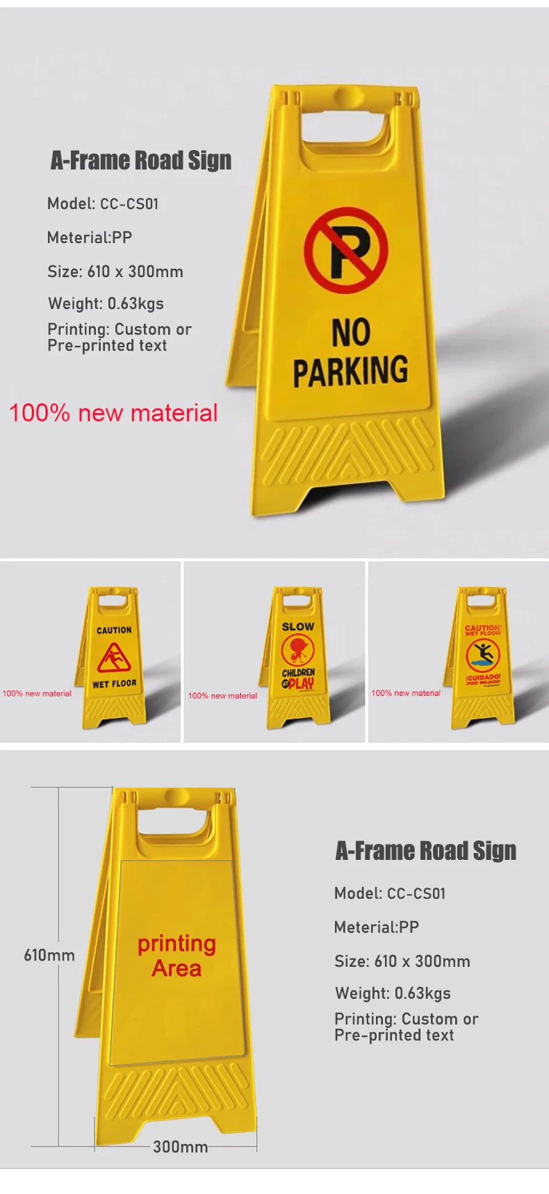Yellow Wet Floor Caution Signs - Bilingual Safety Warnings