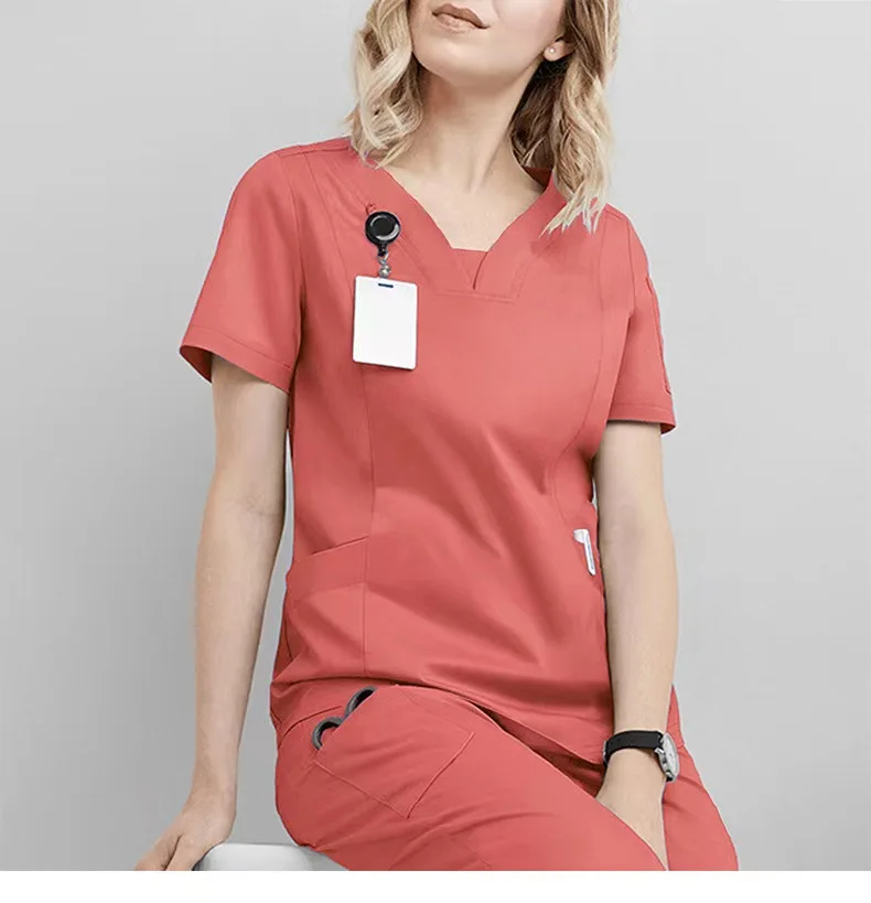 Polyester Rayon Uniforms For Hospital Nurse Scrubs Sets Short Sleeve ...