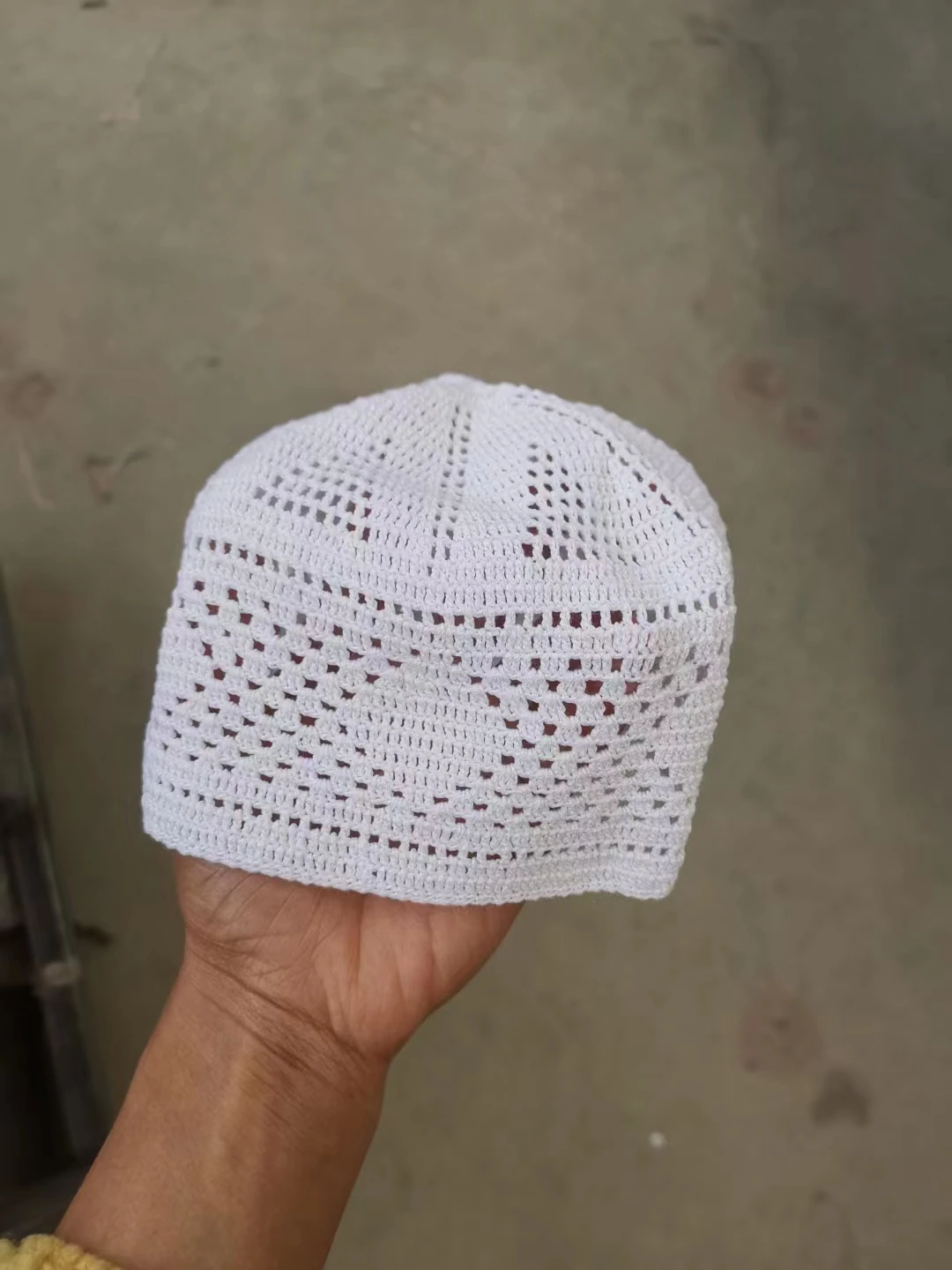 Wholesale Handmade Crochet White Color Cotton Elastic Kufi Islamic ...