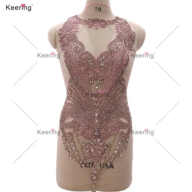WDP-448 Keering Elegant Rhinestone Bodice Applique Silver Rhinestone ...
