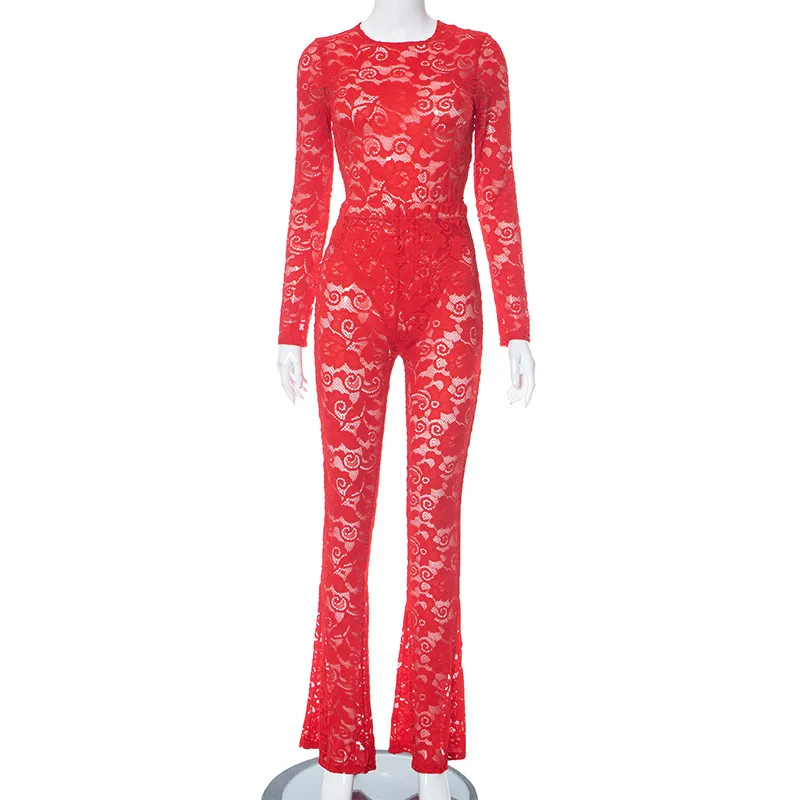Autumn Sexy Bodysuit Two Piece Flare Pants Set Sets For Women Two