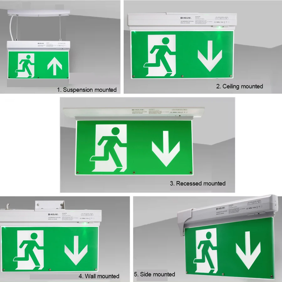 Fire Resistant Led Emergency Exit Sign Double Sides Maintained Battery ...
