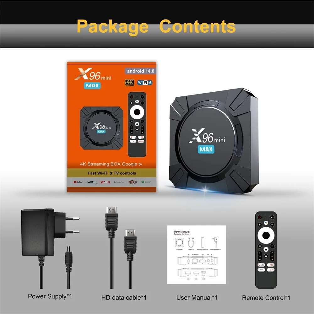 Factory X96 MINI MAX 4K Android 14 Atv 2GB RAM 16GB ROM Dual Wifi BT ...