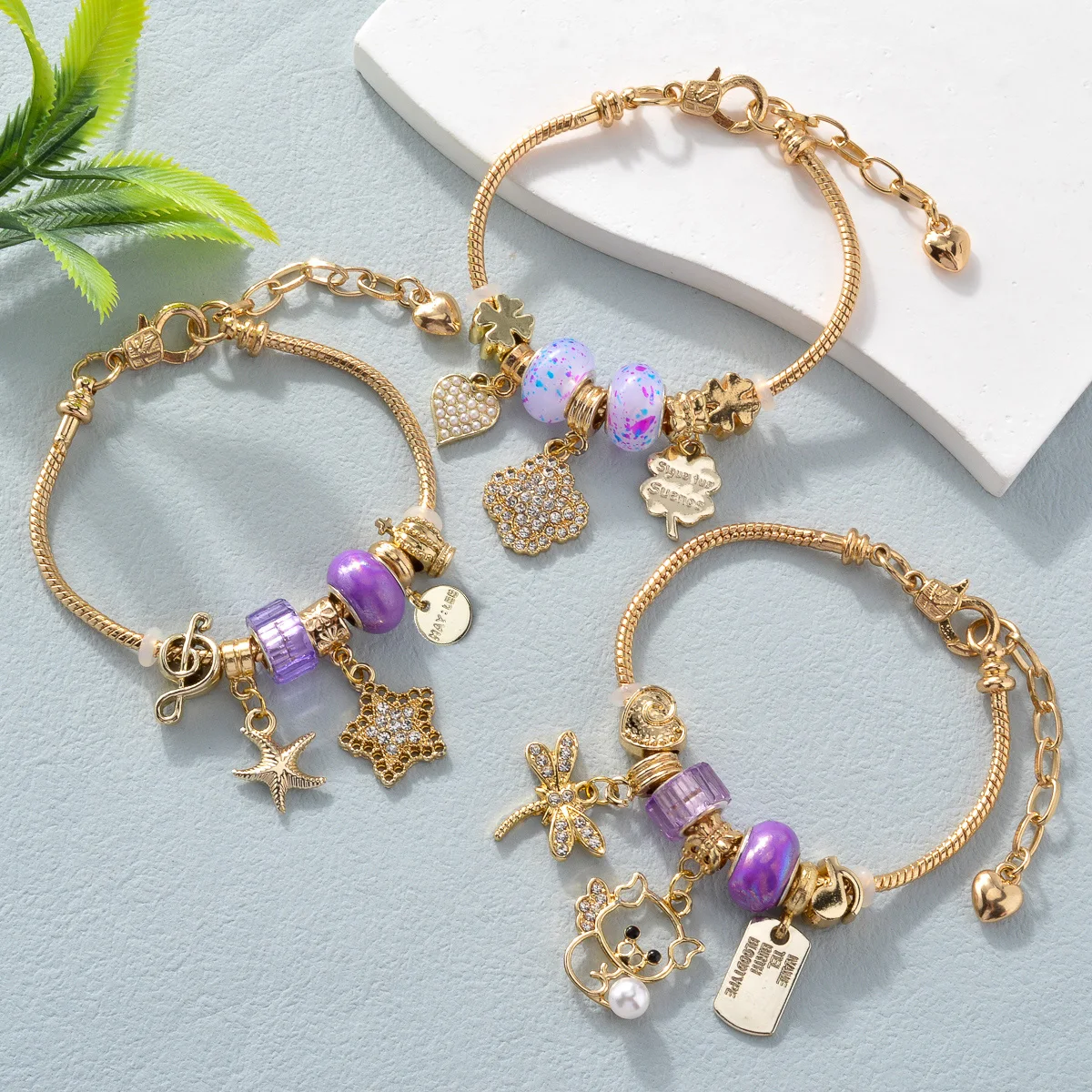 Custom 18k Gold Plated Diy Start Heart Clover Stainless Steel ...