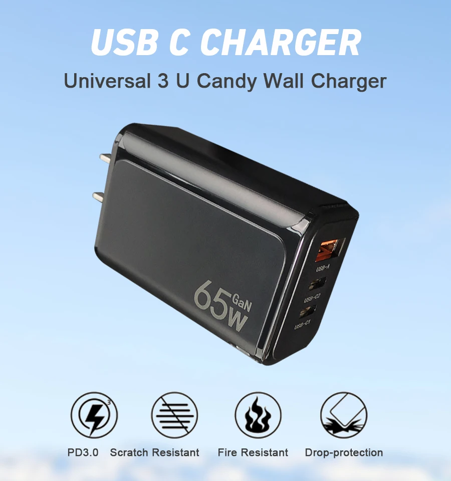 New Trend 65w Pd Wall Charger 3 Ports Usb C Type C Charger For Phone11 ...