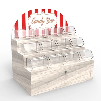 Modern Wooden Tabletop Candy Display Case Single-sided Metallic ...