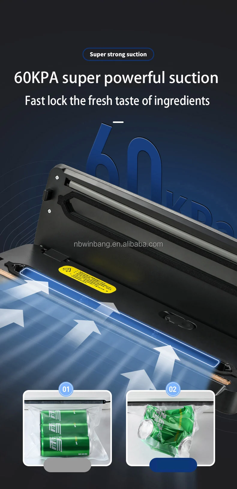 Mini Vacuum Sealer 110v 220v 60KPA Food Vacuum Sealer Machine Automatic Air Sealing System for ...